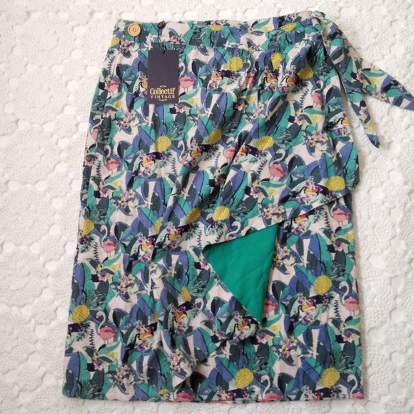 Collectif | Skirts | New Collectif Vintage Wrap Skirt Tropcial Print ...